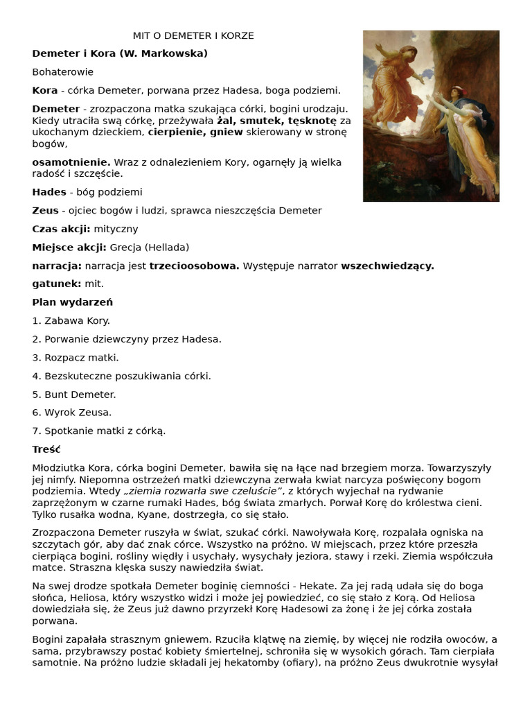 Mit o Demeter I Korze | PDF