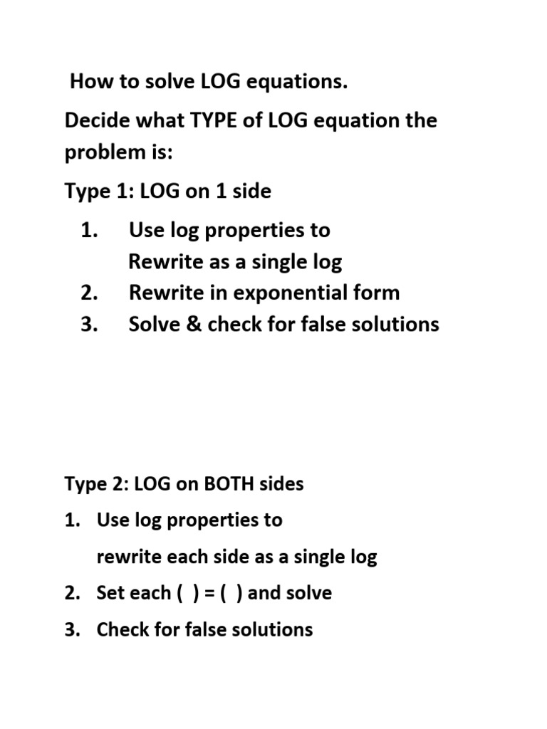How To Solve LOG Equations | PDF
