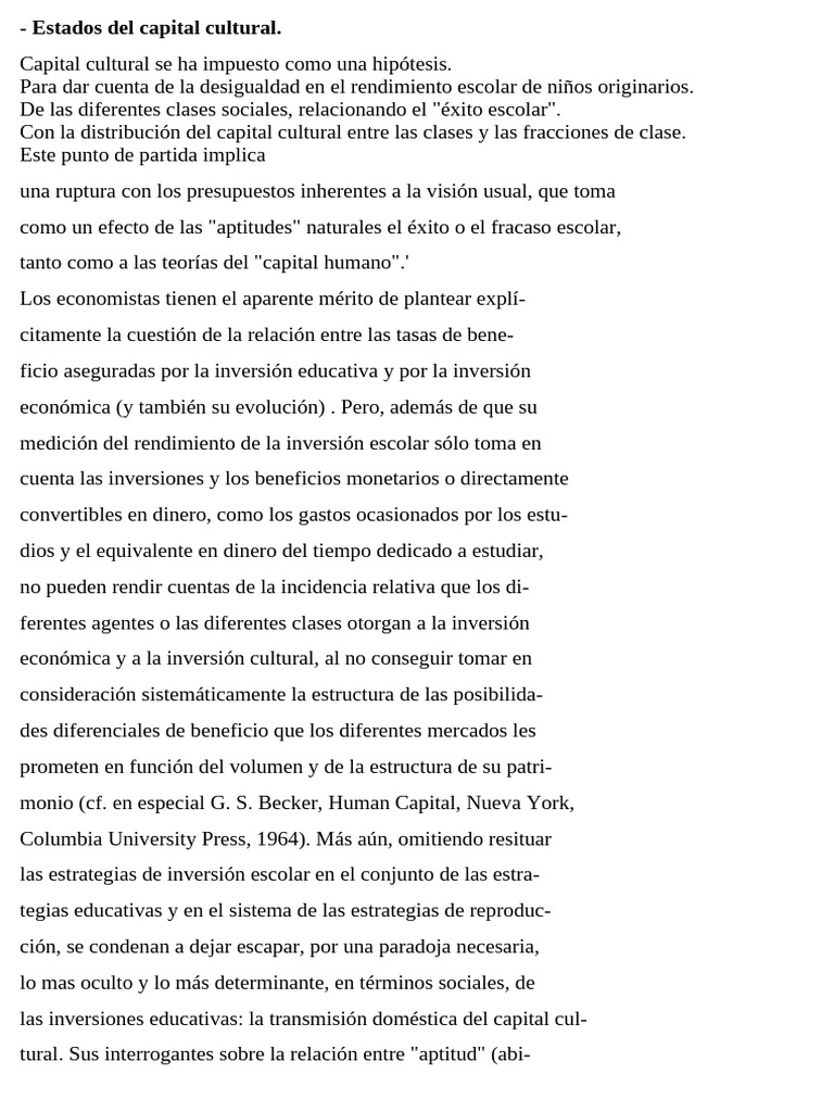 Desigualdad y Capital Cultural Escolar | PDF | Capital (economía ...