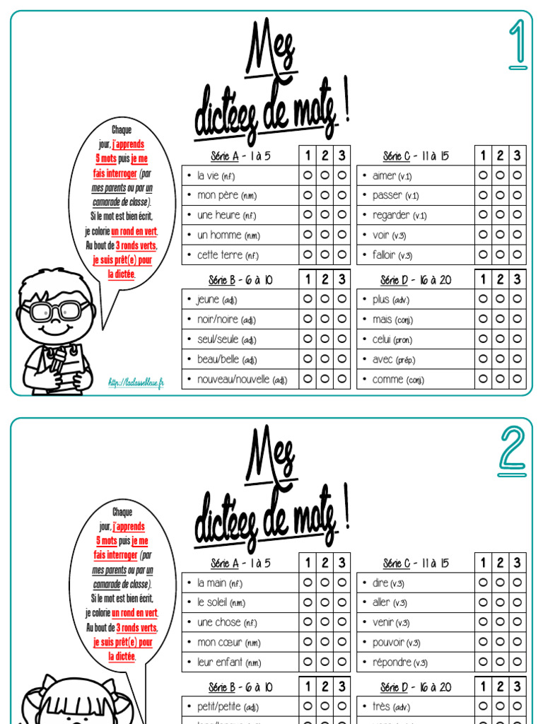 Apprendre 5 mots par jour en dictée | PDF