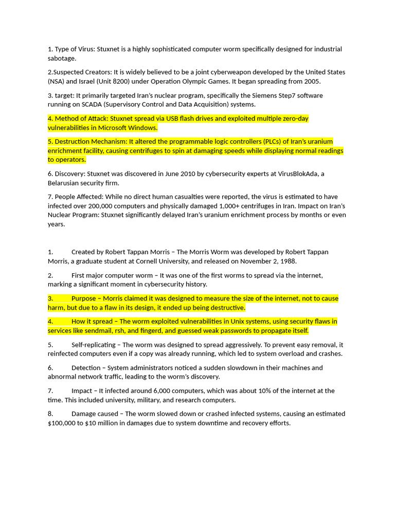 Stuxnet and Morris Worm: Cyber Attack Overview | PDF | Information Age ...