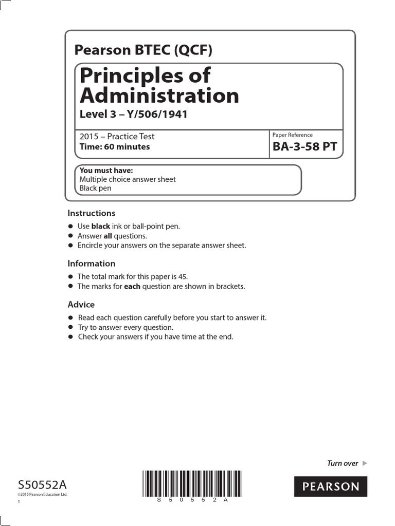 BTEC Level 3 Administration Practice Test | PDF | Employment | Budget