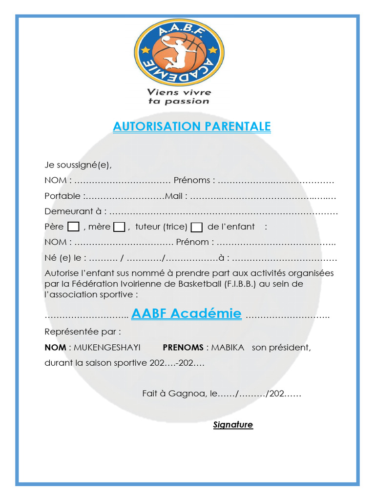 Autorisation Parentale 2 | PDF