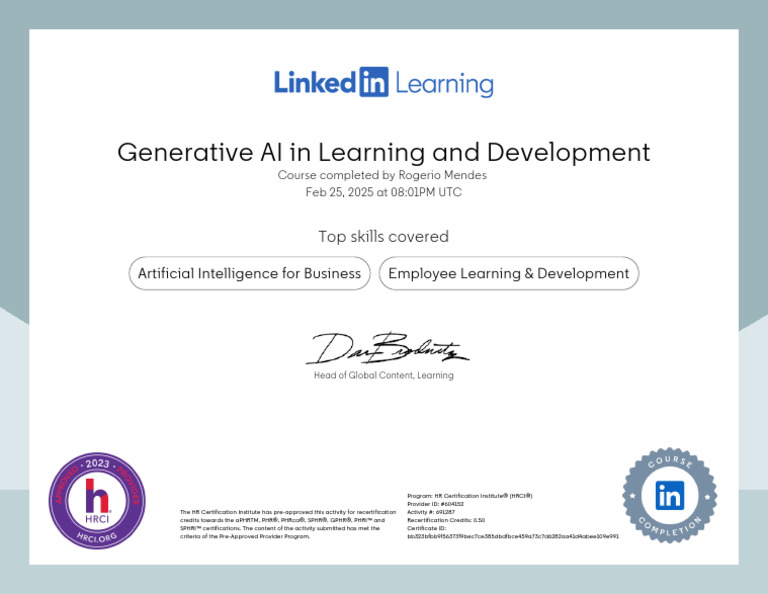 HRCI-Generative AI in Learning and Development | PDF
