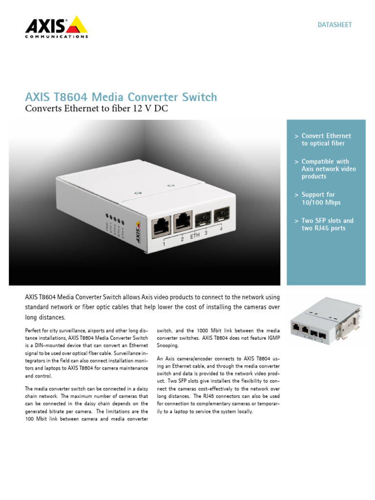 AXIS T8604 Media Converter Overview | PDF | Network Switch ...