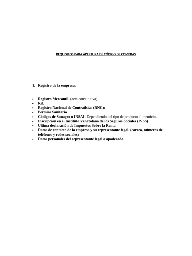 Requisitos para Código de Compras | PDF