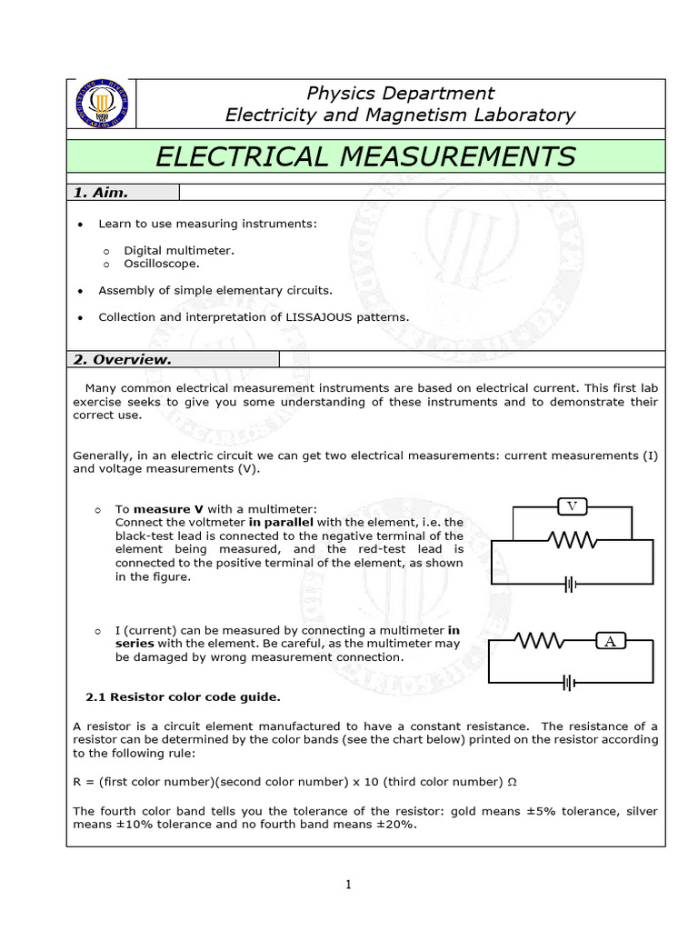 Laboratory 2 - Instrumentation | PDF | Amplitude | Resistor
