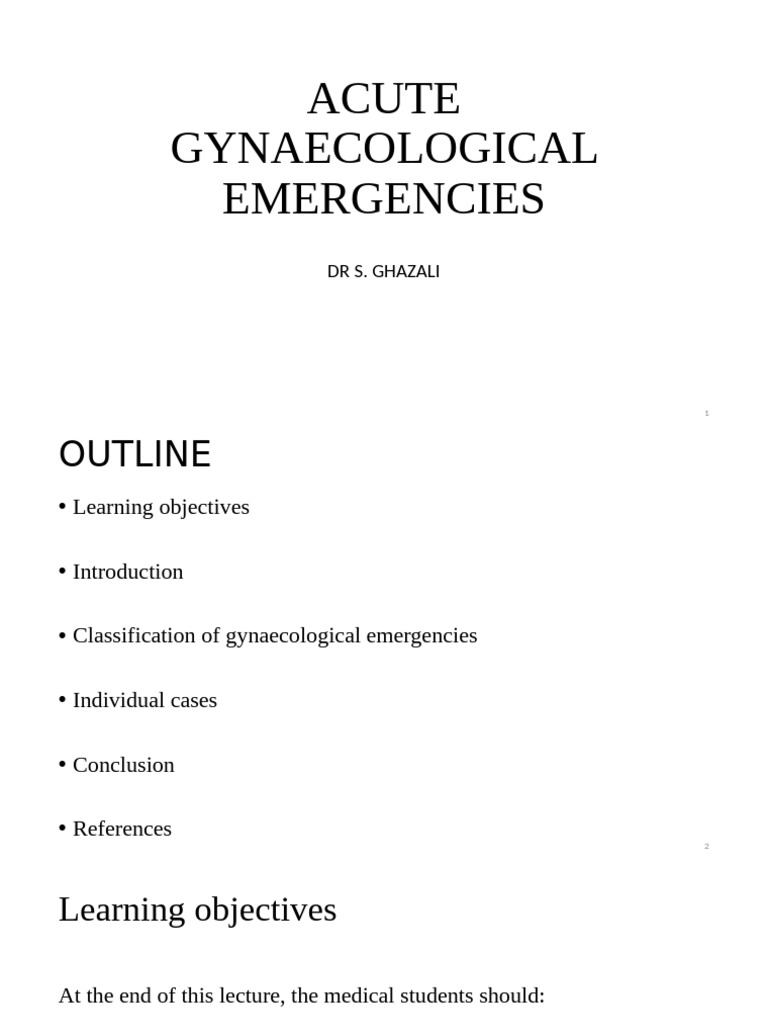 Acute Gynaecological Emergencies Guide | PDF | Miscarriage | Medicine