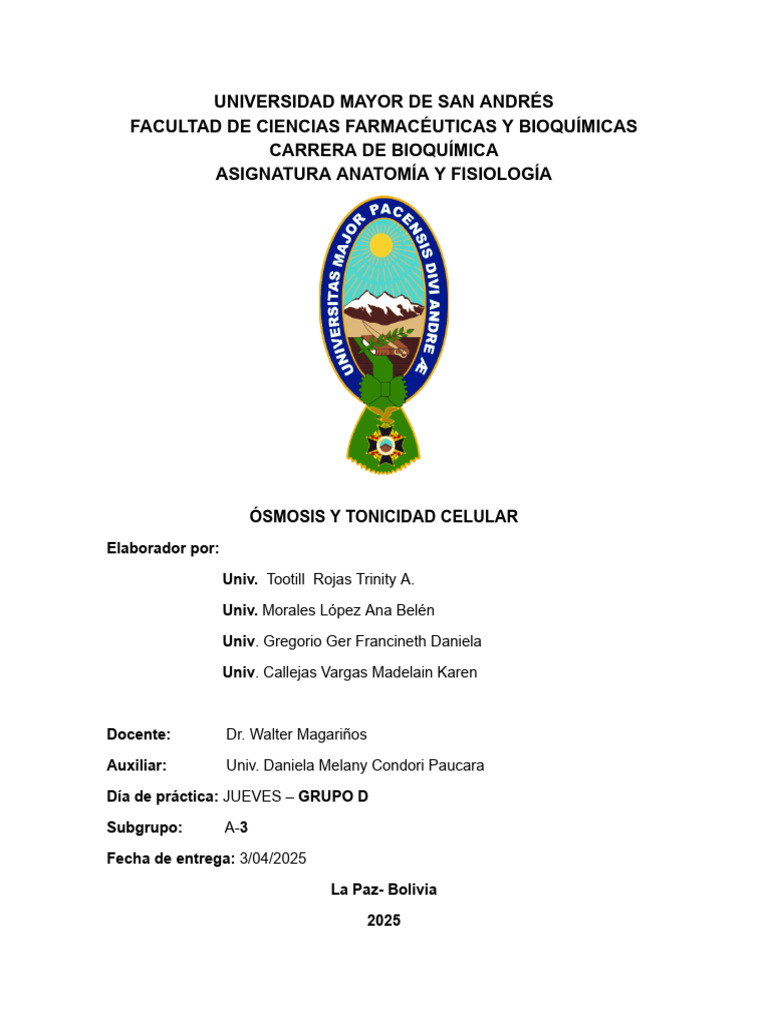 Informe Osmosis #3 | PDF | Sangre | Ósmosis