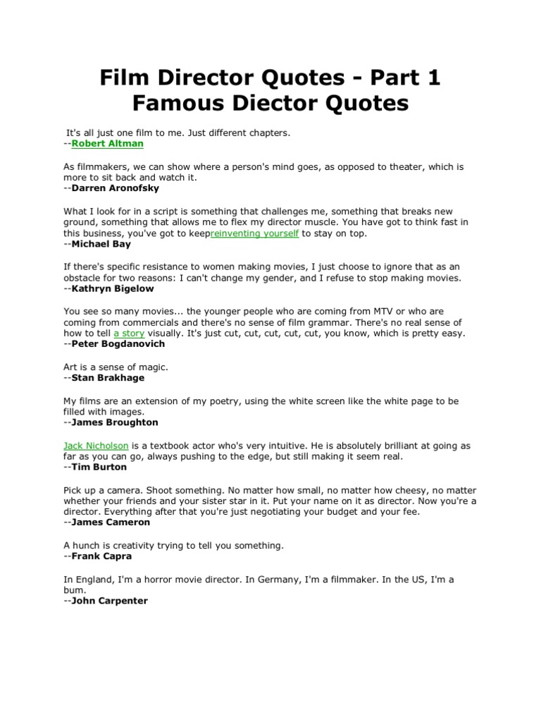 Film Director Quotes | PDF | Actor | Film Director