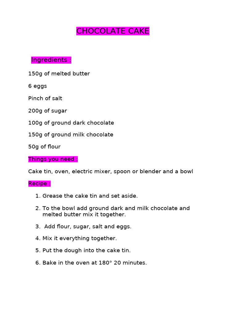 Chocolate Cake | PDF