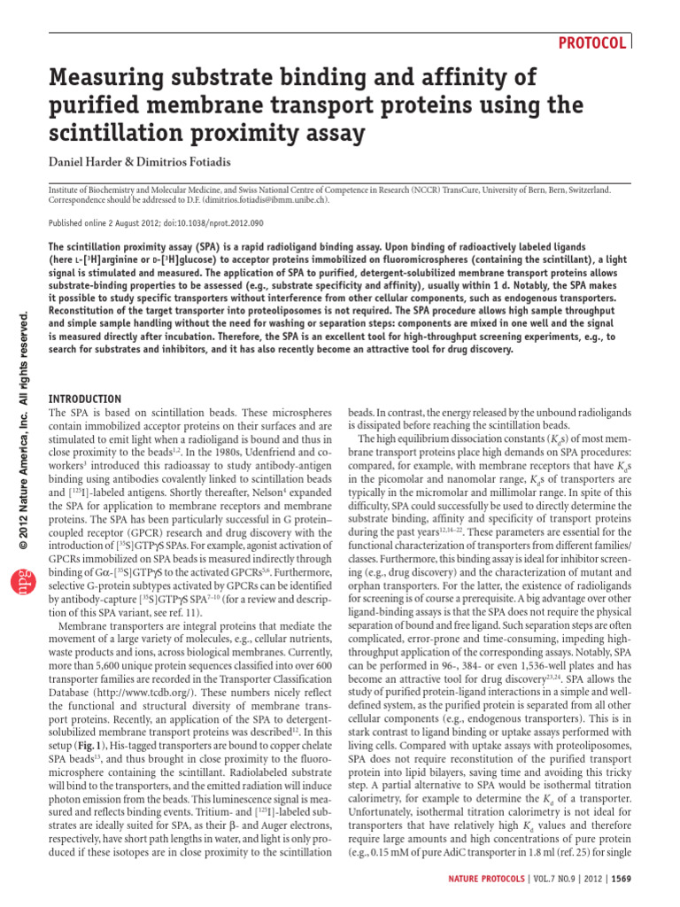 Measuring Substrate Binding and Affinity of Purified Membrane Transport ...