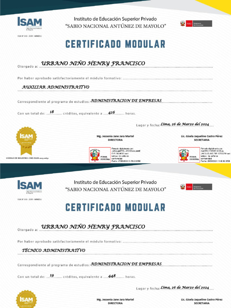 Certificados Isam Henry | PDF