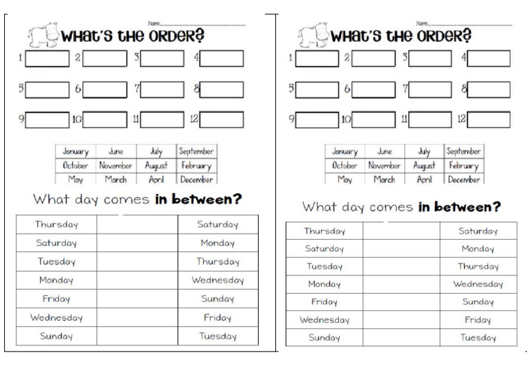 Days Months Worksheet | PDF
