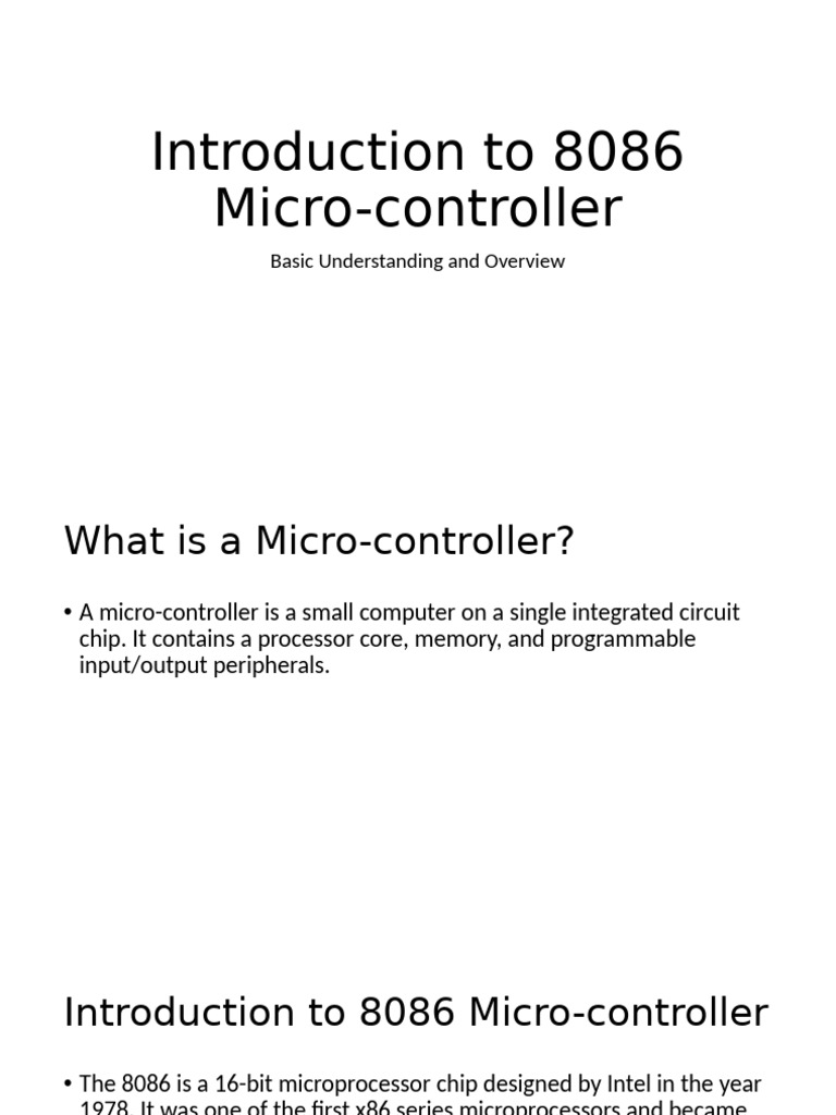 Overview of 8086 Microcontroller | PDF