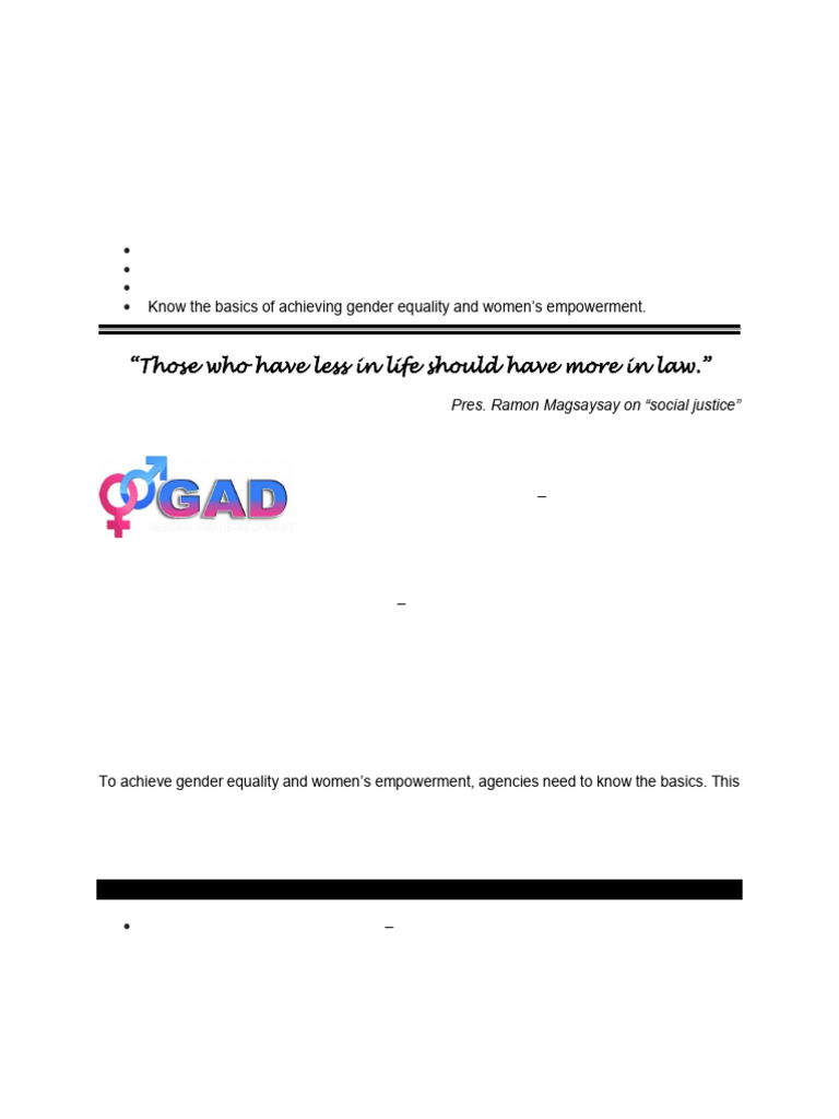 Gender and Development Awareness Module | PDF | Gender Studies | Gender ...