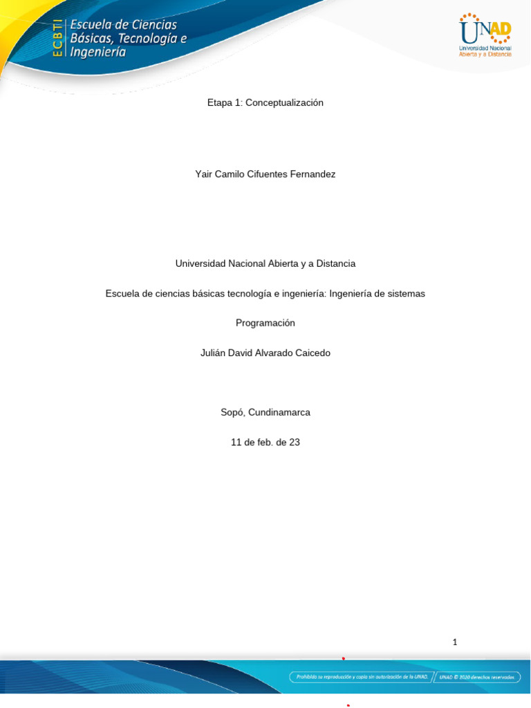 213023A 215 Etapa1 CamiloCifuentes | PDF | Lenguaje de modelado ...