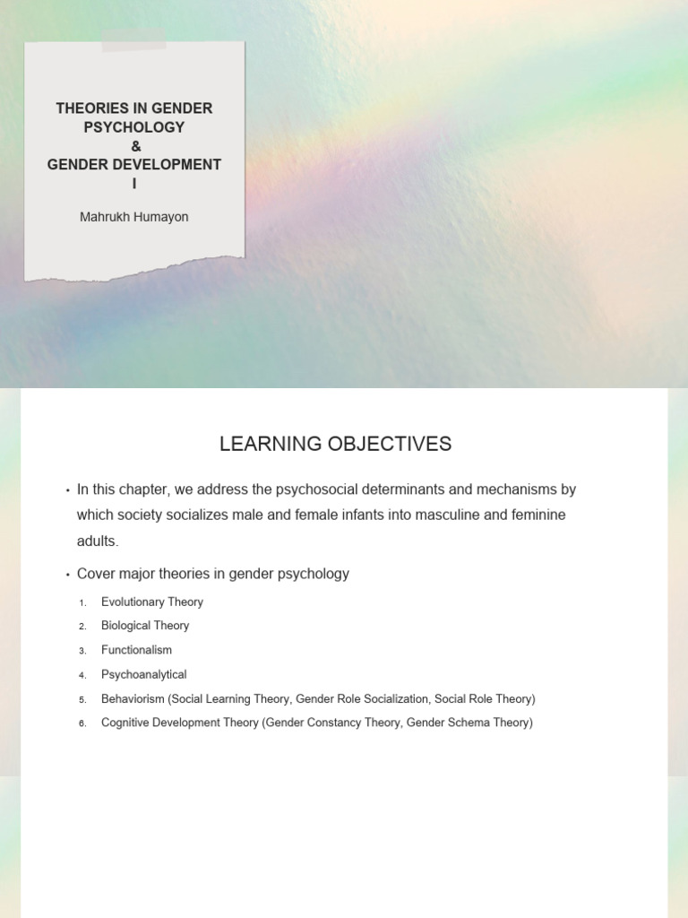Theories of Gender Psychology Explained | PDF | Twin | Gender