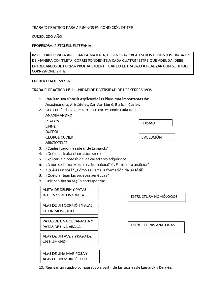 TRABAJO PRACTICO PARA ALUMNOS | PDF