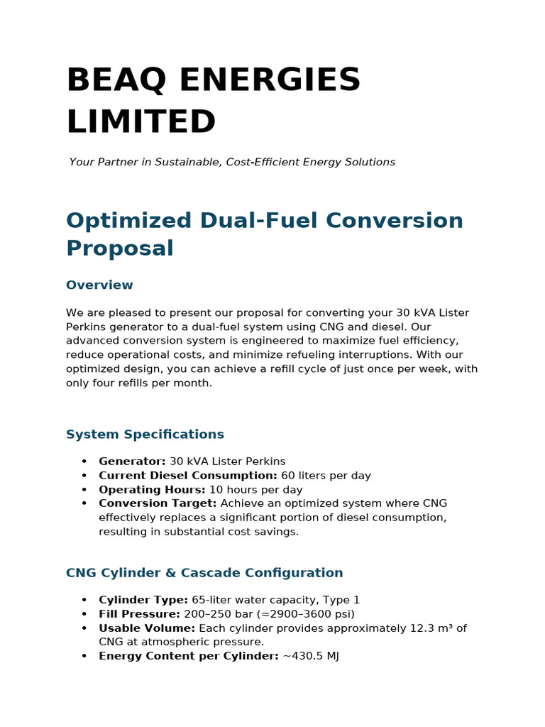 Optimized Dual-Fuel Conversion Proposal | PDF | Diesel Engine ...