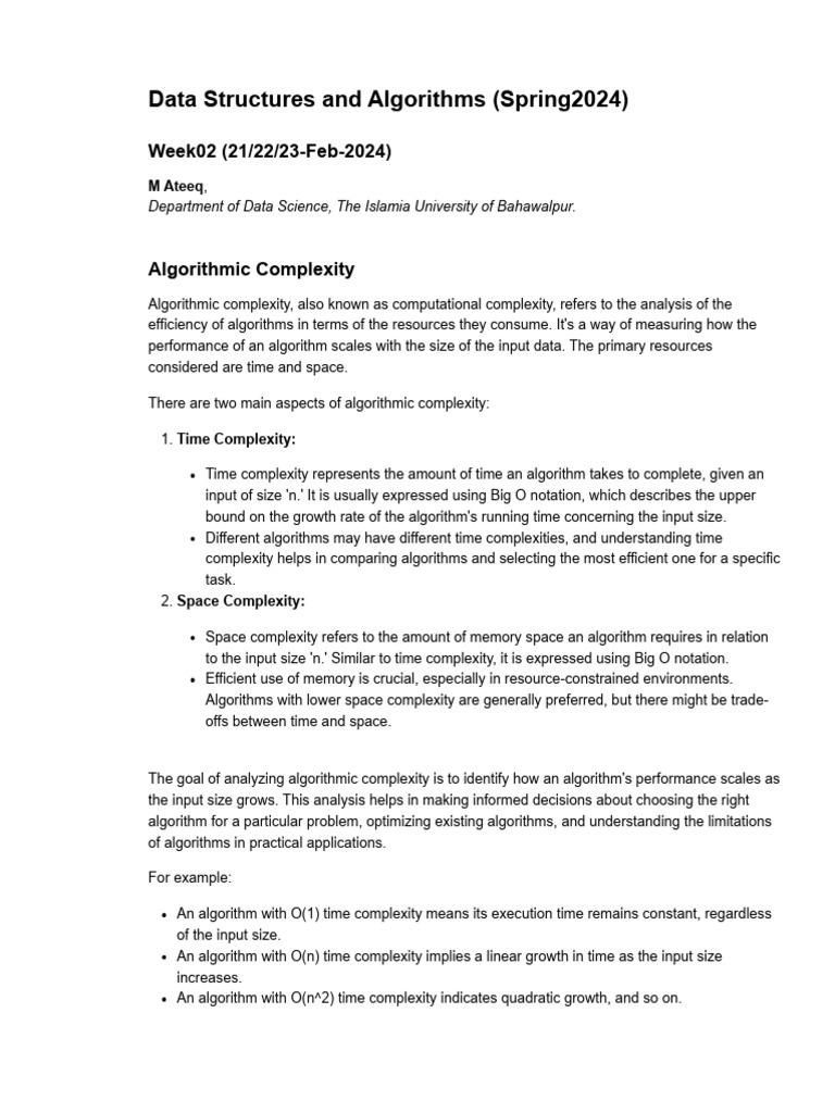 SP24 DS&A Week02 Complexity Sorting | PDF | Time Complexity | Theoretical Computer Science