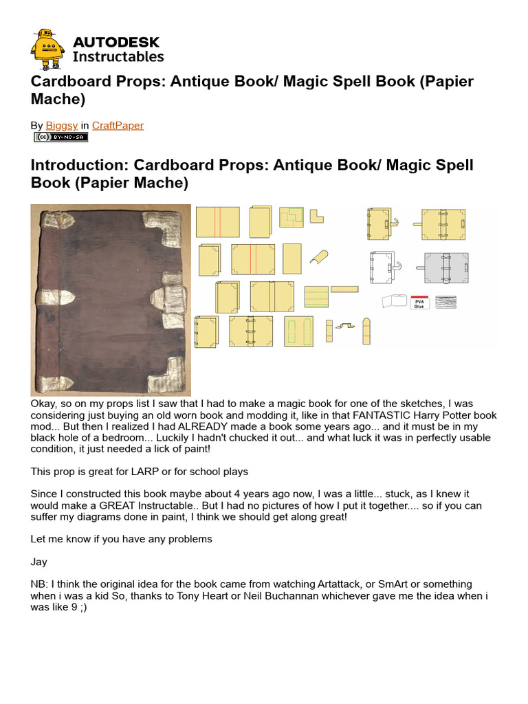 Cardboard Props - Antique Book - Magic Spell Book (Papier Mache) - 8 ...