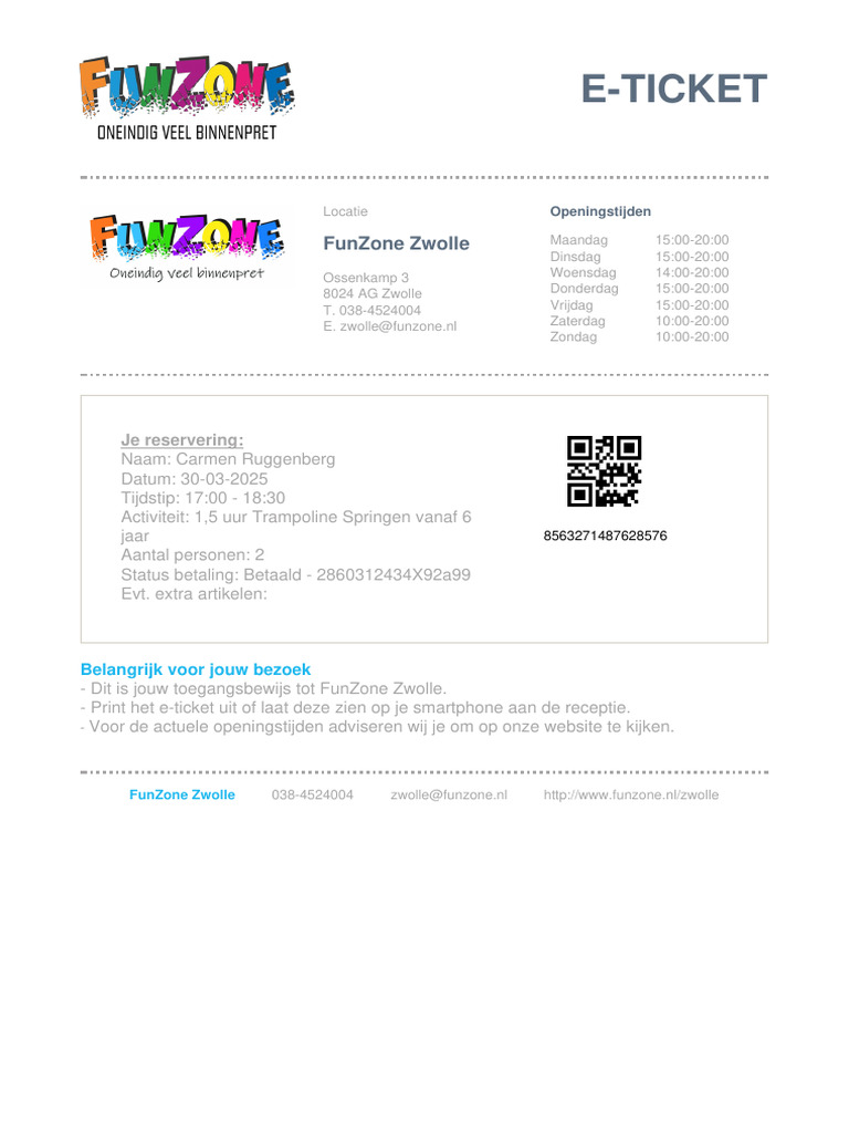 e Ticket Funzone Zwolle 6305378 | PDF