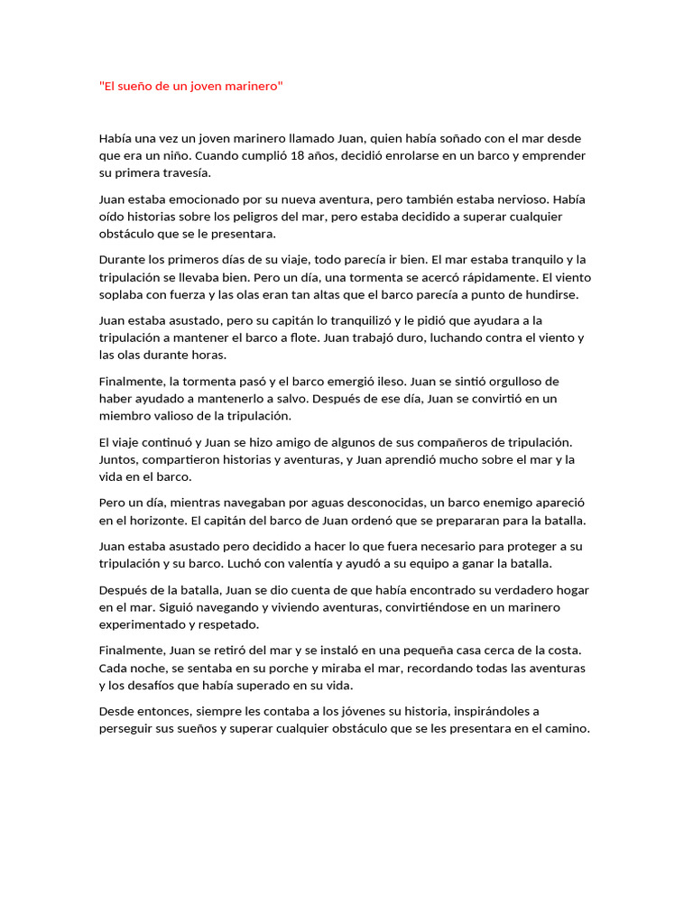 El Sueño de Un Joven Marinero | PDF