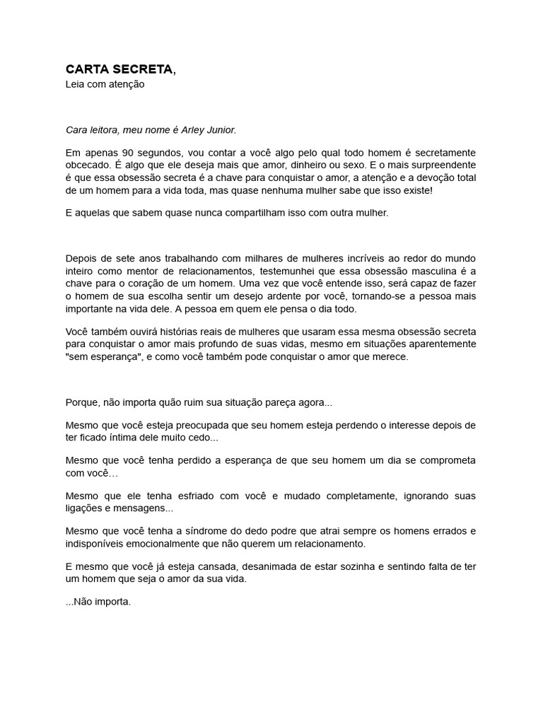 Carta Secreta | PDF | Amor | Vida