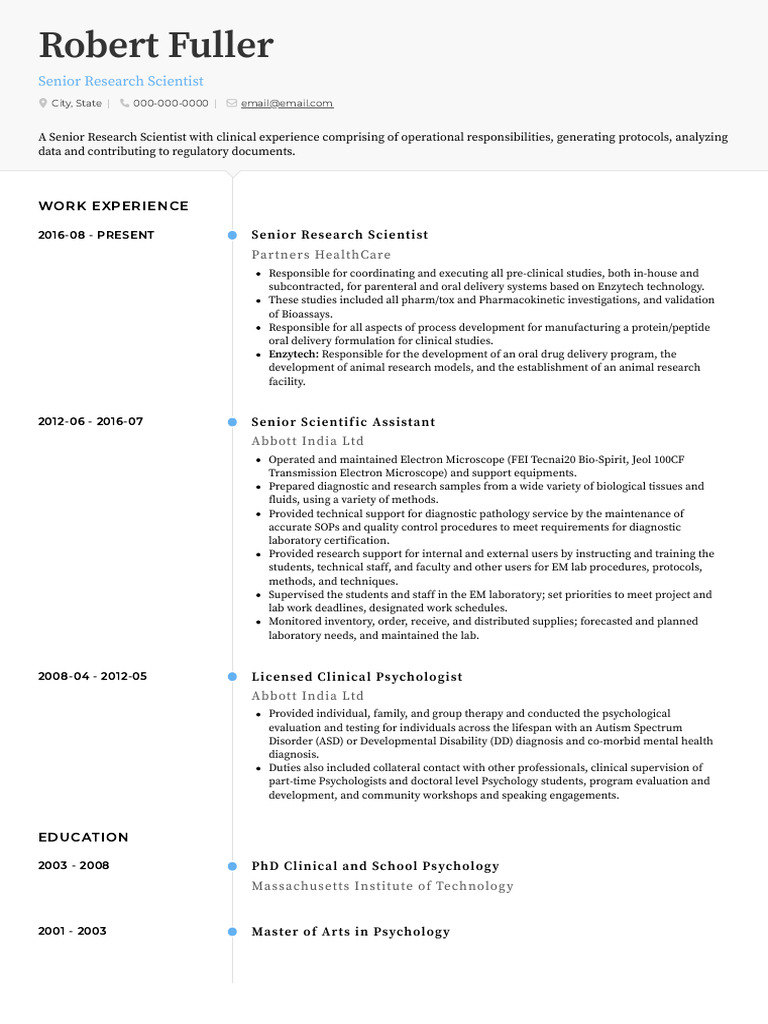 Examples Eight VisualCV Resume | PDF | Psychology | Autism