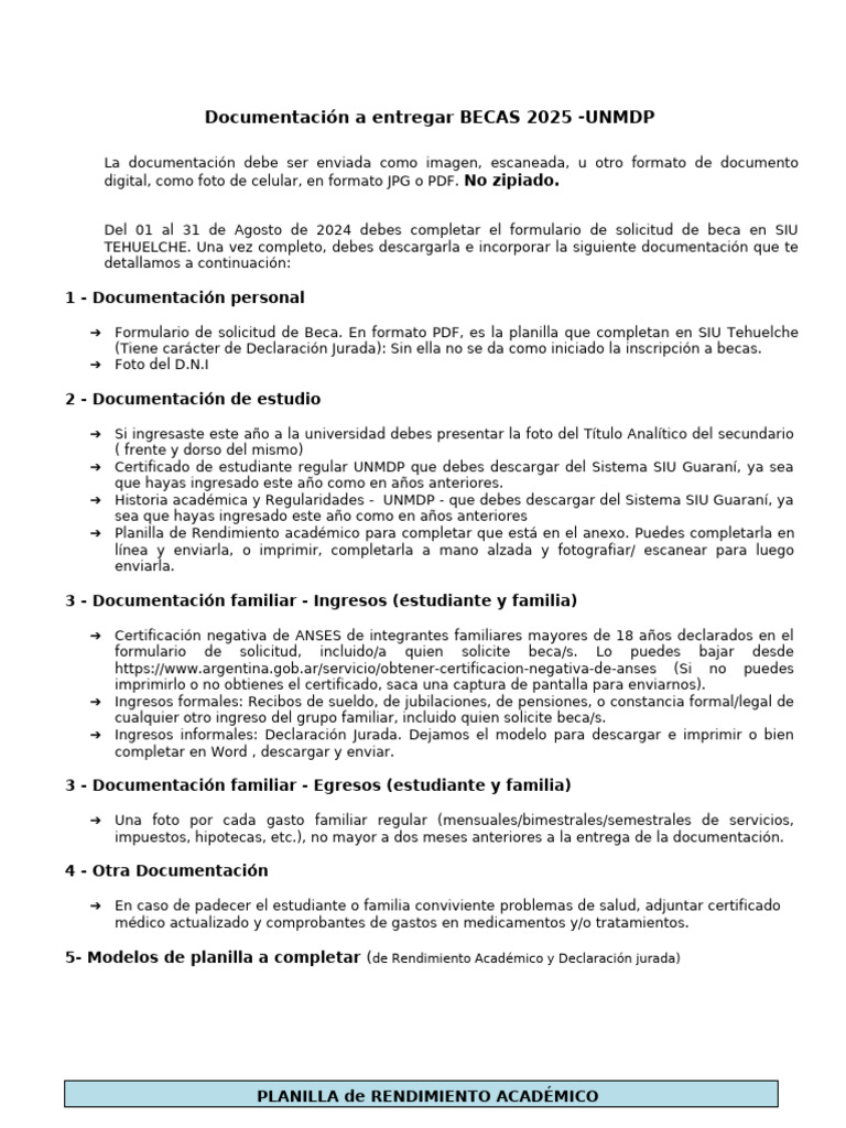 Documentacion Becas 2025 | PDF