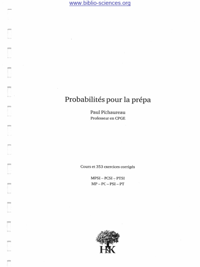 Paul Pichaureau - Probabilités Pour La Prépa (BIBLIO-SCIENCES - Org) | PDF