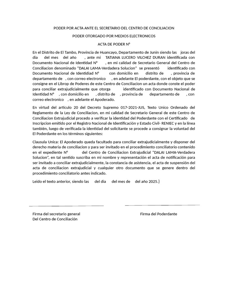 PODER POR ACTA CONCILIACION | PDF