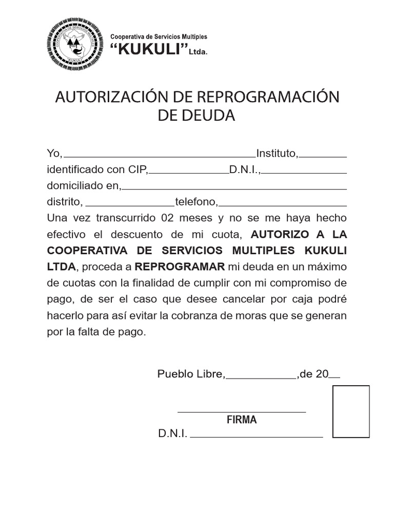 Autorizacion de Reprogramacion | PDF