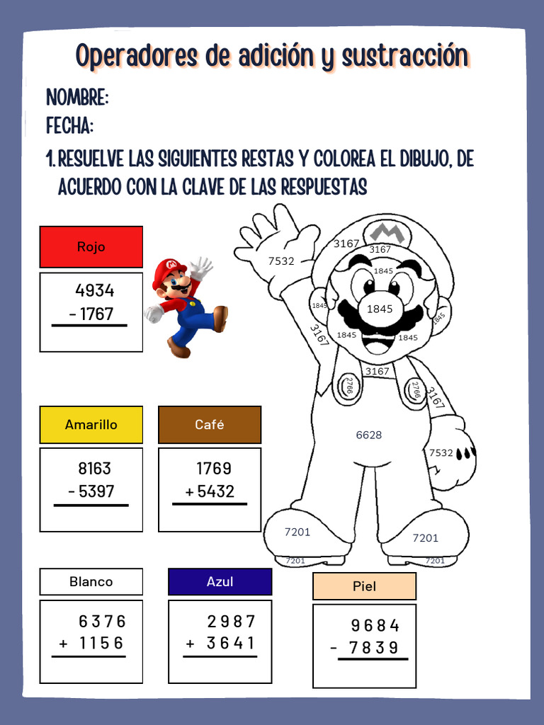 Operaciones de Suma y Resta en Dibujo | PDF