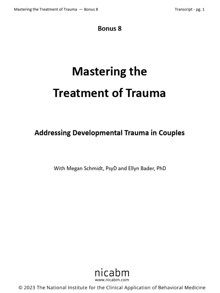 Trauma-Informed Couples Therapy Insights | PDF | Psychological Trauma ...