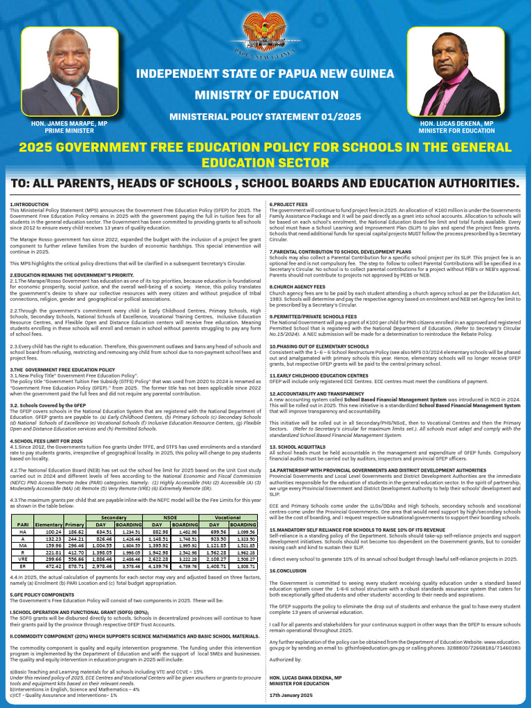 2025 Free Education Policy Overview | PDF | Tuition Payments