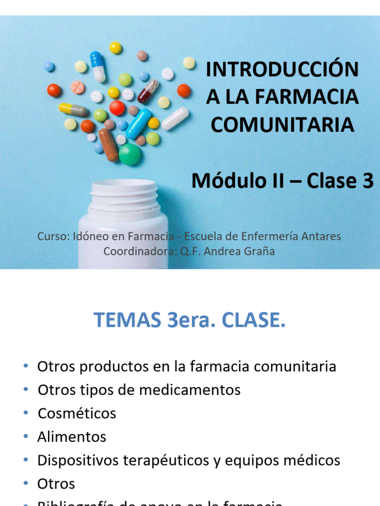 Clase 3 INTRODUCCIÓN A FARMACIA III - Compressed | PDF | Productos cosméticos | Farmacia