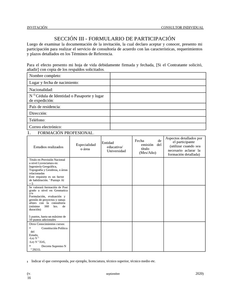 Formulario para El Llenado Del Inra | PDF