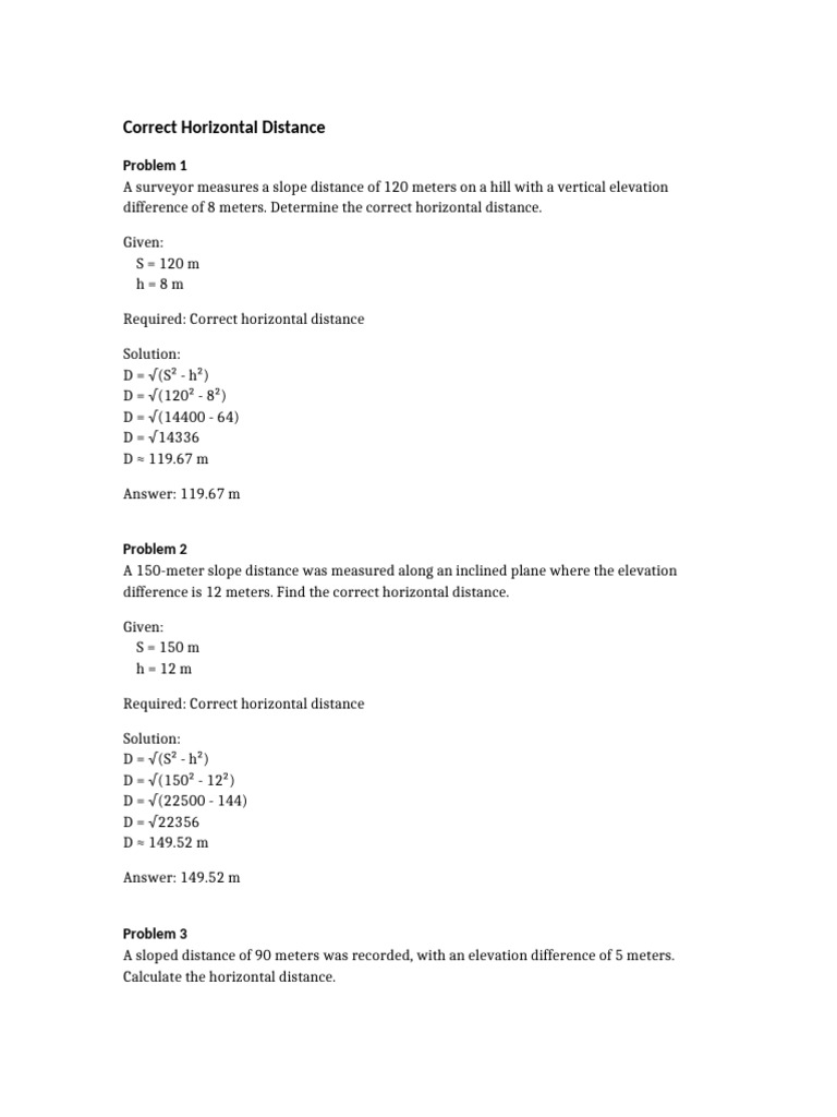 Correct Horizontal Distance Surveying | PDF