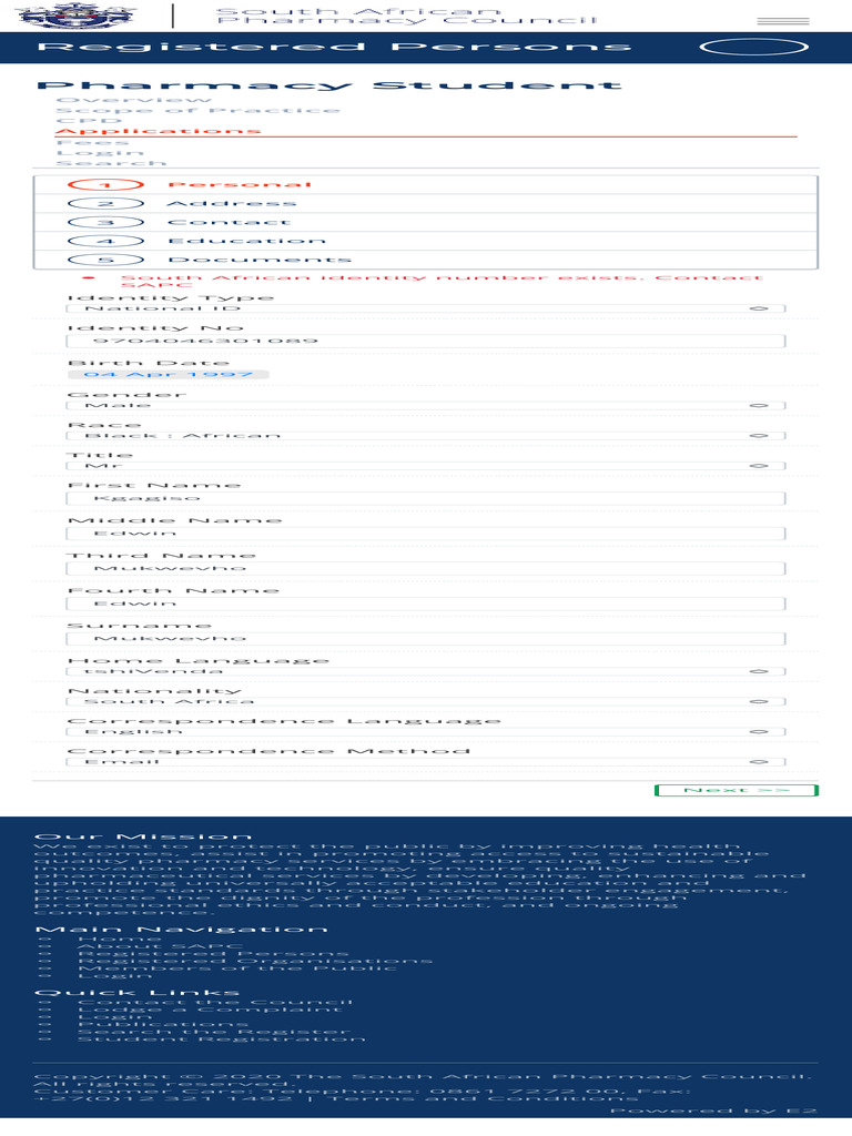 SAPC - Student Registration | PDF