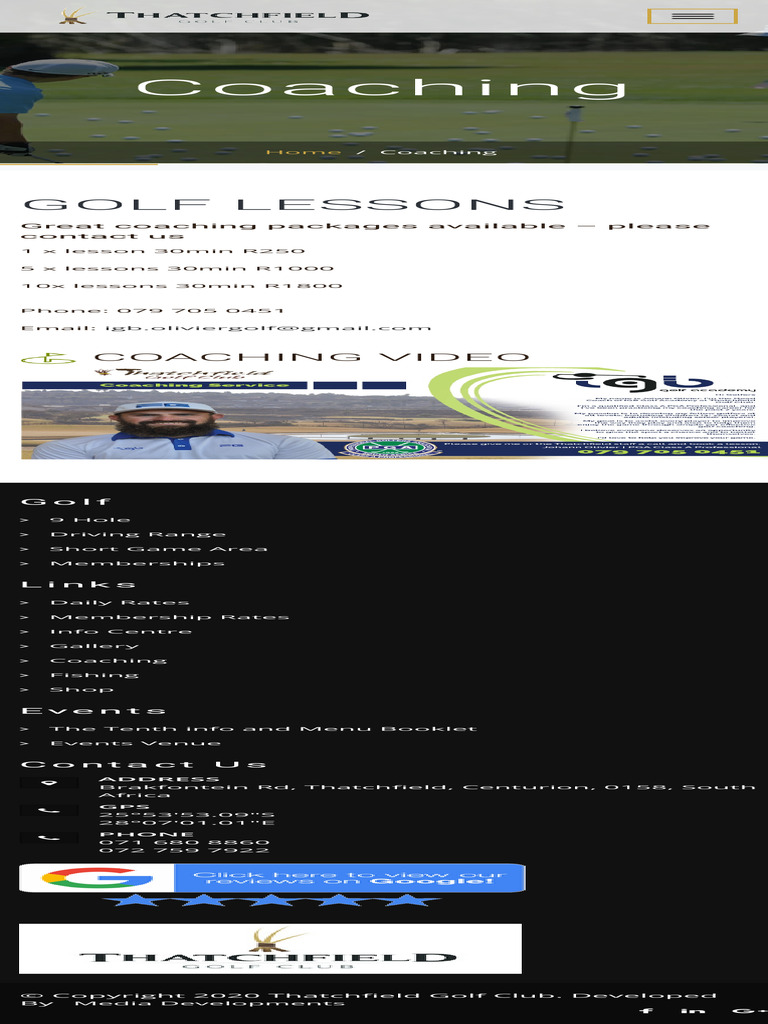 Thatchfield Golf Club - Coaching | PDF