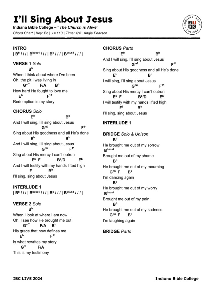I'Ll Sing About Jesus Mar 21 2025 | PDF | Song Structure | Musical ...