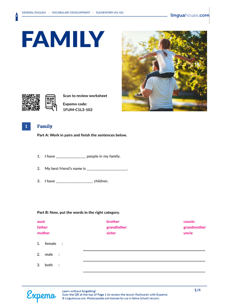 Family Vocabulary for Beginners | PDF | Psycholinguistics | Applied ...