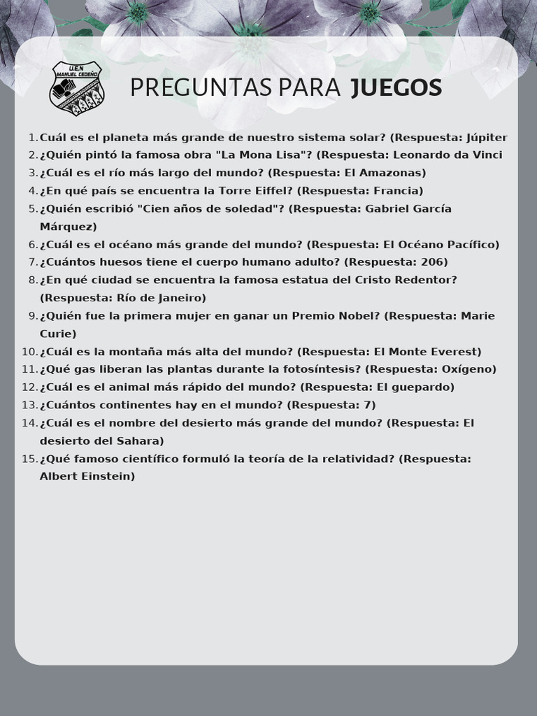 Preguntas para Juegos | PDF