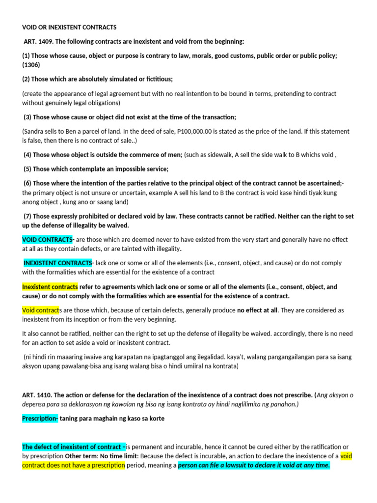 VOID OR INEXISTENT CONTRACTS | PDF | Crimes | Crime & Violence