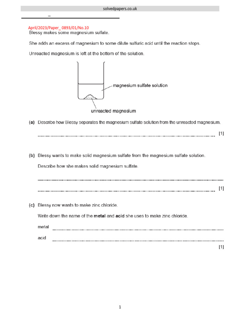 2023 Making Salts Checkpoint Sec 1 | PDF