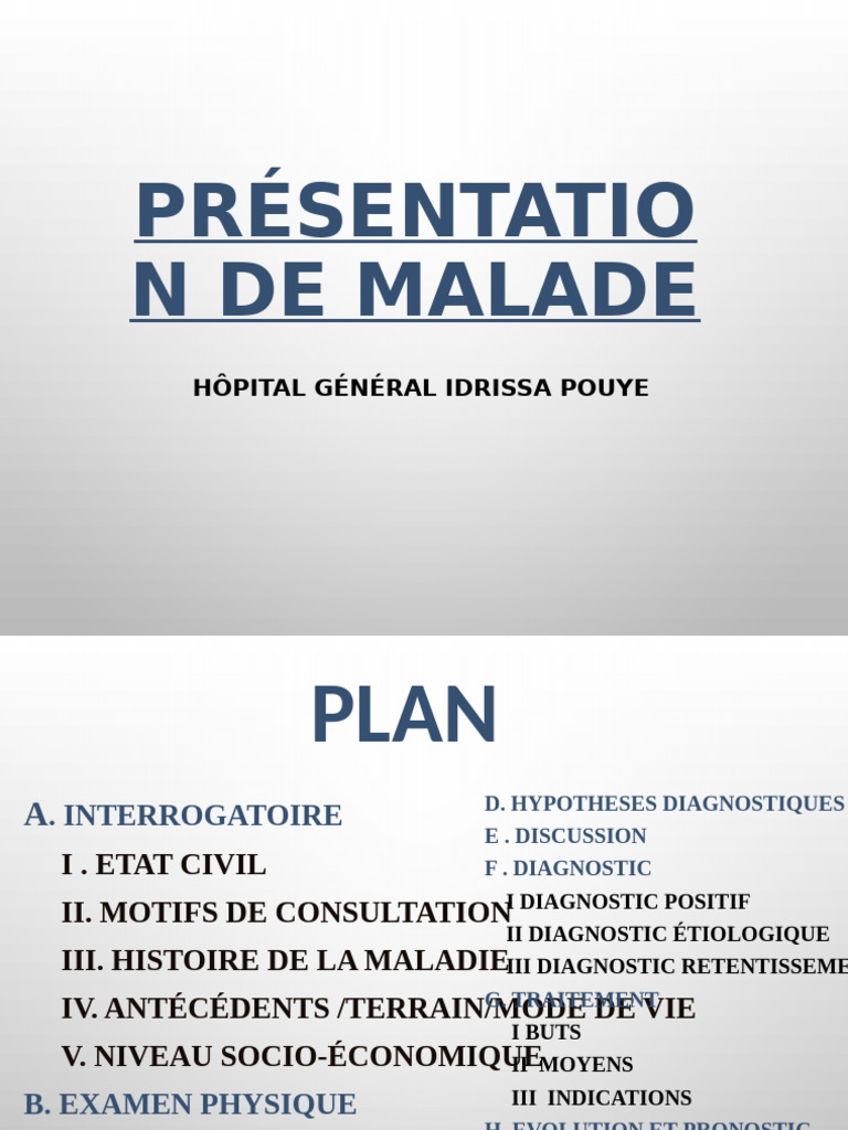 Présentation de malade MMN(2) | PDF | Spécialités médicales | Médecine clinique