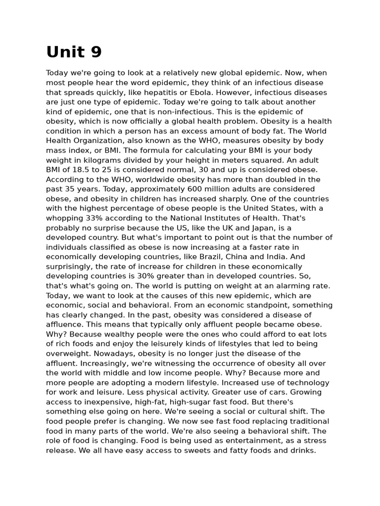 Unit 9 | PDF | Obesity | Body Mass Index