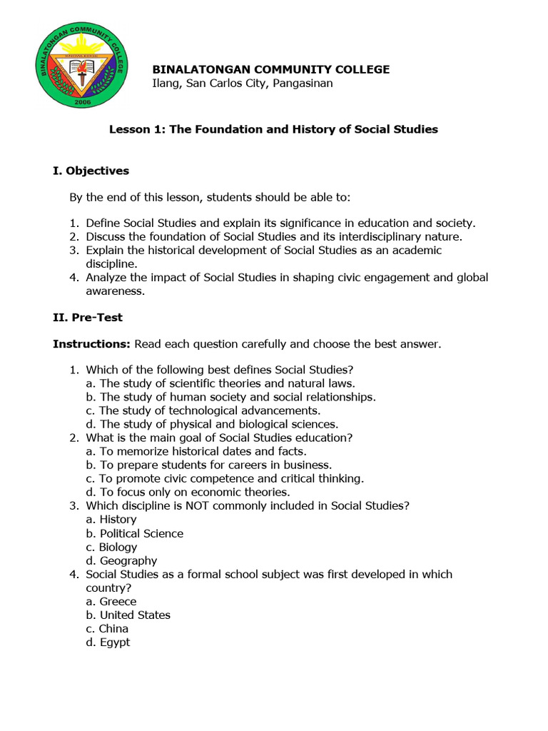 Lesson 1 The Foundation and History of Social Studies | PDF | Science ...